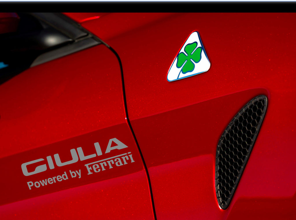 GIULIA POWERED BY FERRARI STICKER FOR ALFA ROMEO GIULIA – VINYLSPORTCLASSIC